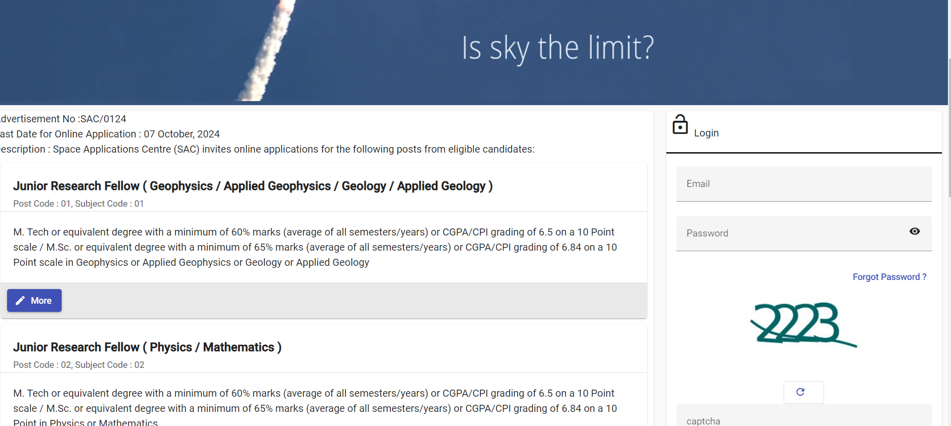 ISRO JRF Recruitment 2024, Apply Online for 22 Posts